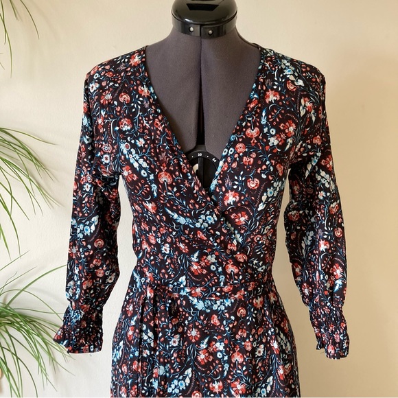 Flannel | Dresses | Flannel Brand Black Floral Wrap Dress | Poshmark
